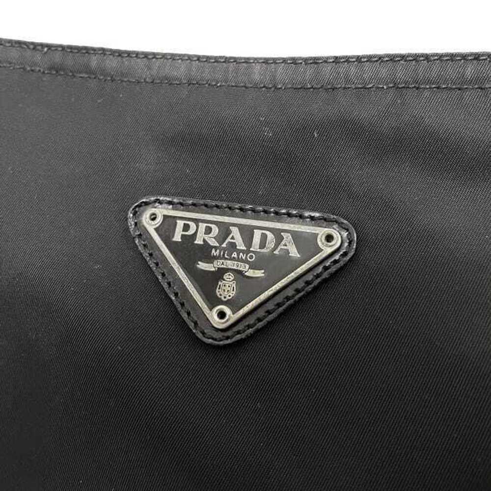 Prada | Bags | Prada Shoulder Bag Black Silver Tessuto Leather Triangle ...